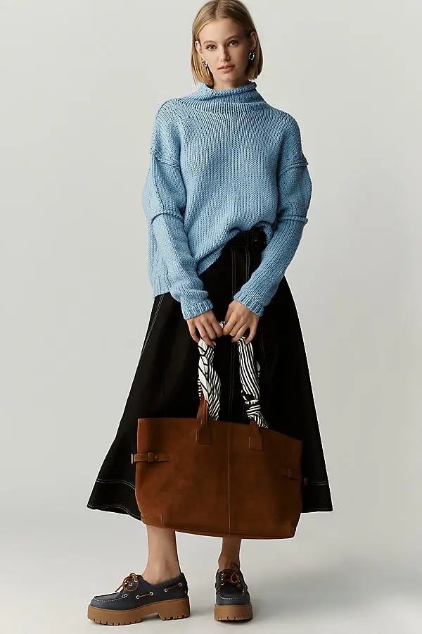 Maeve Chunky Wool Blend Turtleneck Sweater