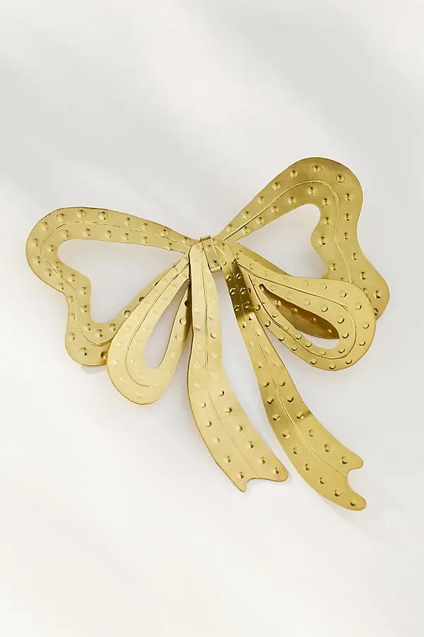 Anthropologie Metal Bow Brooch - Gold