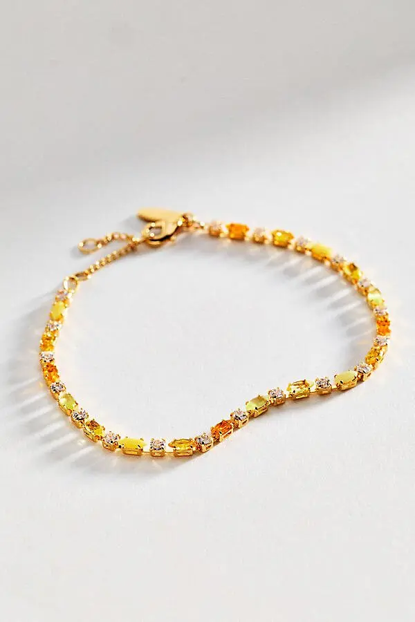 Anthropologie Crystal Tennis Bracelet - Citrus
