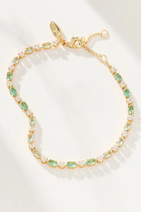 Anthropologie Crystal Tennis Bracelet - Light Blue