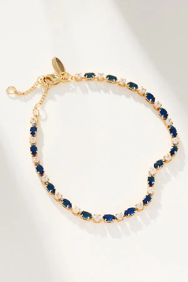 Anthropologie Crystal Tennis Bracelet - Sapphire