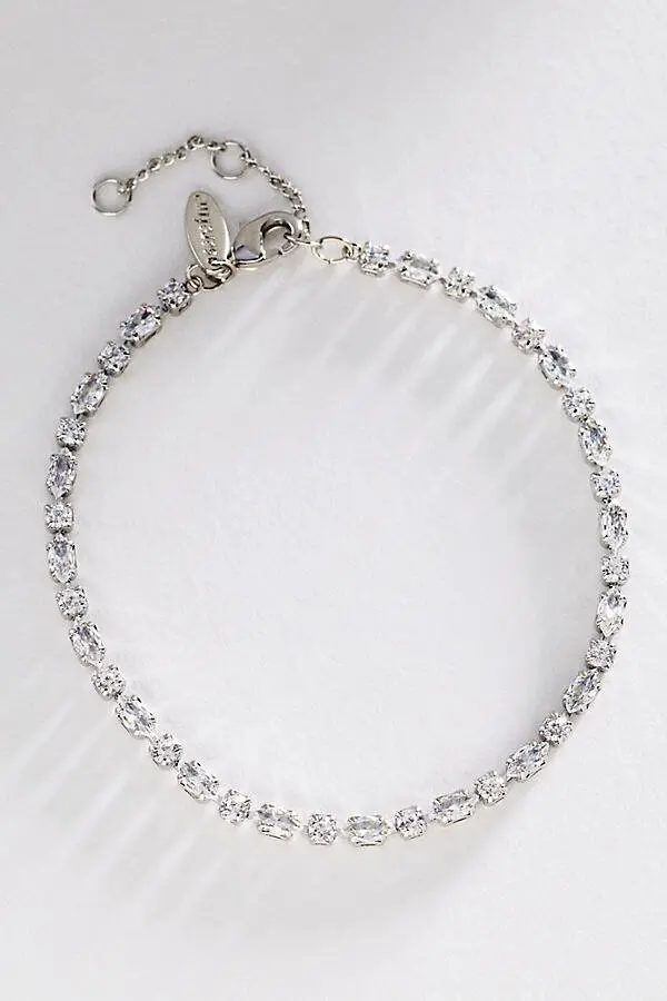 Anthropologie Crystal Tennis Bracelet - Silver