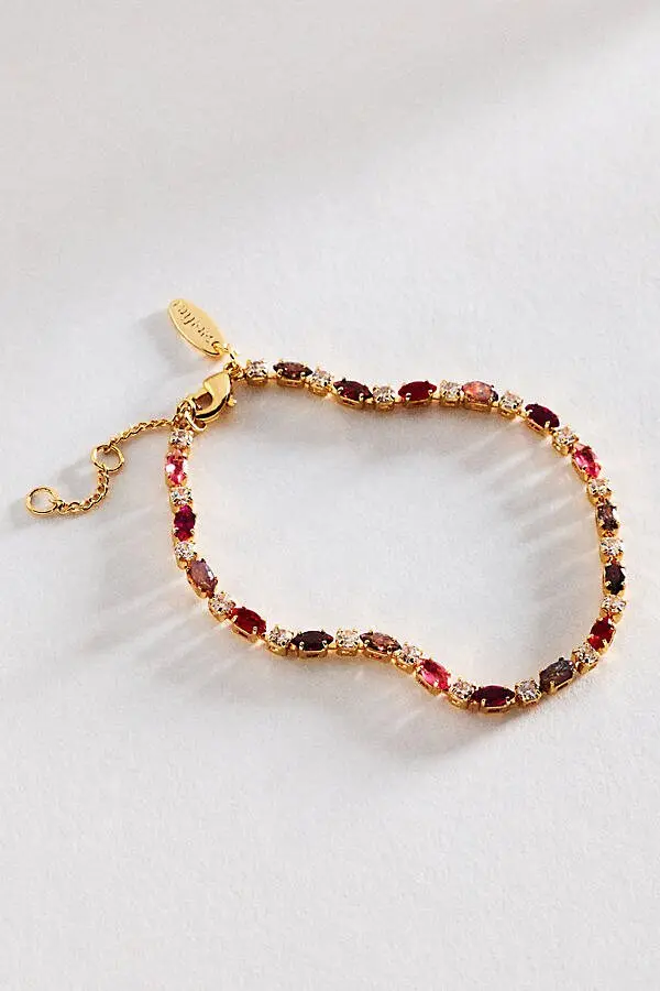Anthropologie Crystal Tennis Bracelet - Wine