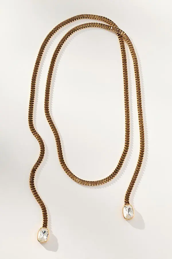Anthropologie Layered Snake Chain Crystal Necklace - Clear