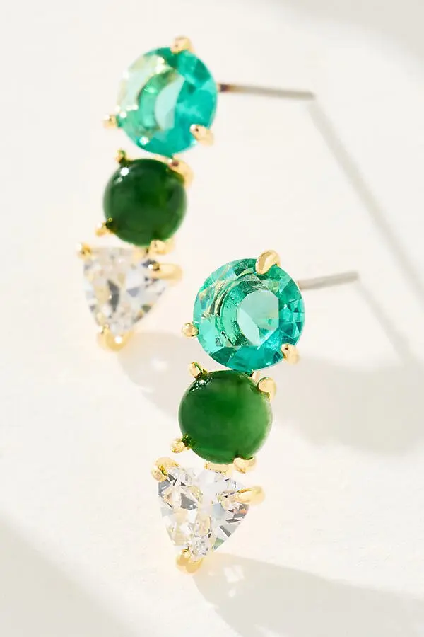 Anthropologie Tri-stone Earrings - Green