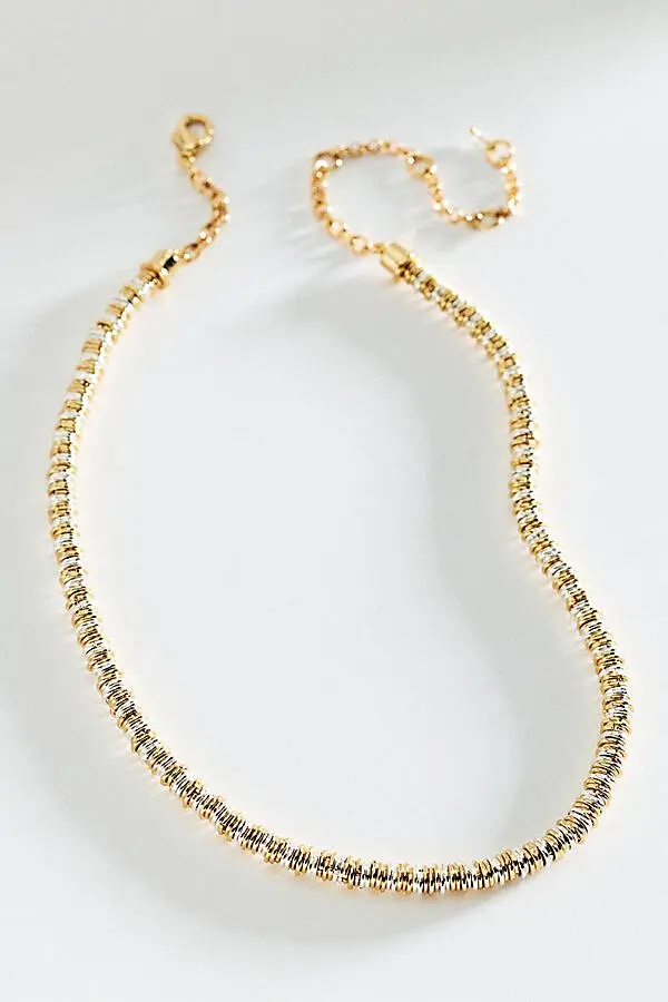 Anthropologie Textured Metal Necklace - Gold & Silver