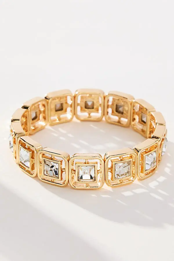 Anthropologie Square Crystal Bracelet - Gold