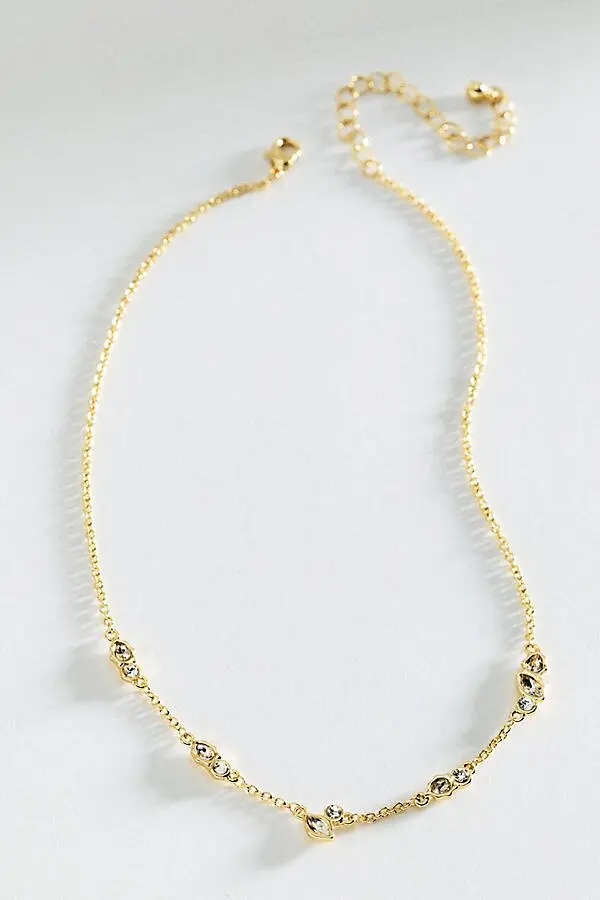 Anthropologie Delicate Crystal Necklace - Gold