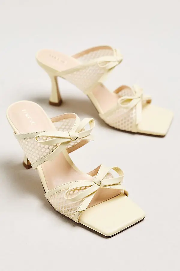 Maeve Mesh Double-bow Open-toe Heels - Yellow