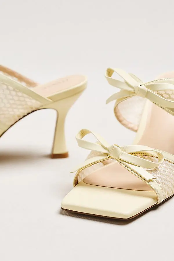 Maeve Mesh Double-bow Open-toe Heels - Yellow