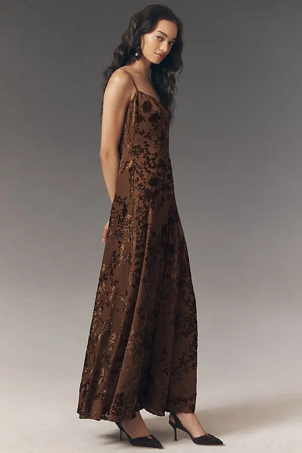Mare Mare Emmy Burnout Velvet Maxi Dress - Chocolate - 30% Off |  Editorialist