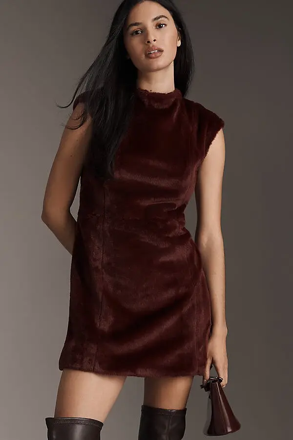 HUTCH Dev Faux Fur Mini Dress