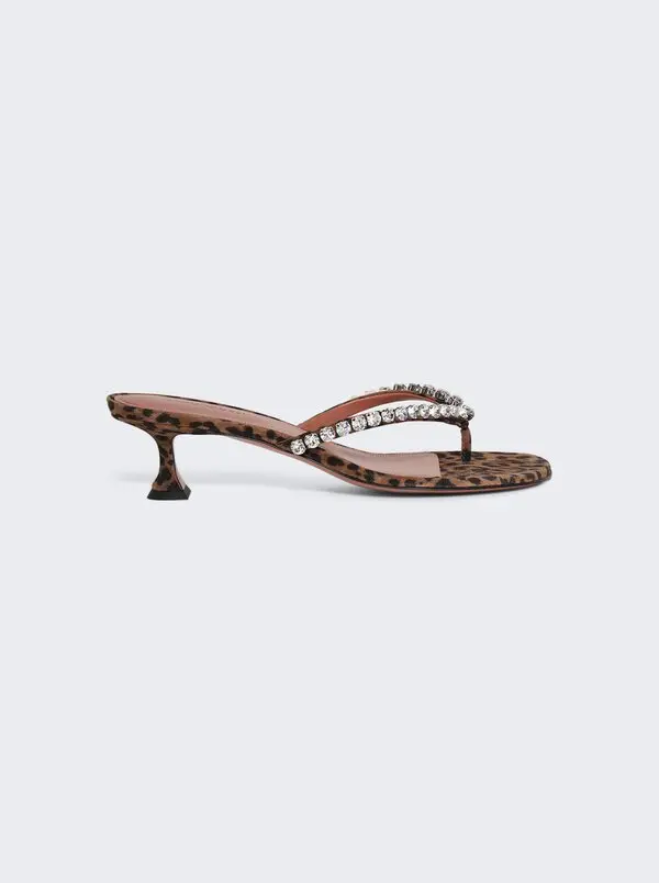 Amina Muaddi Gigi Thong Printed Suede Sandals - Leopard