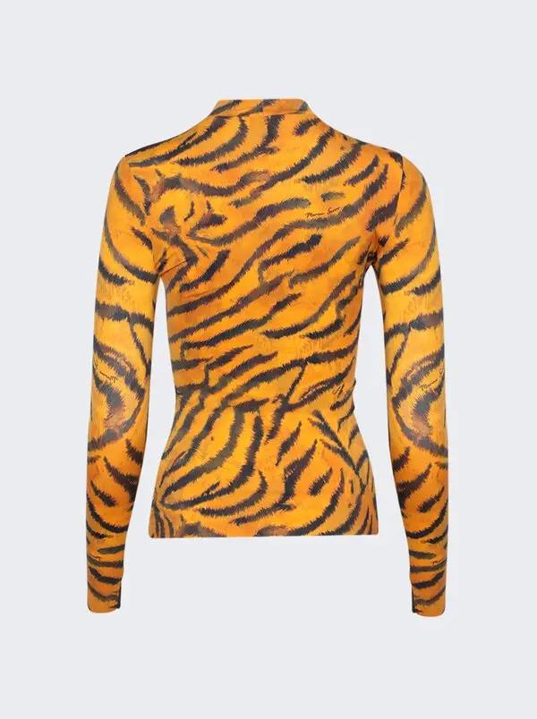 MARINE SERRE Tiger Printed Highneck Top