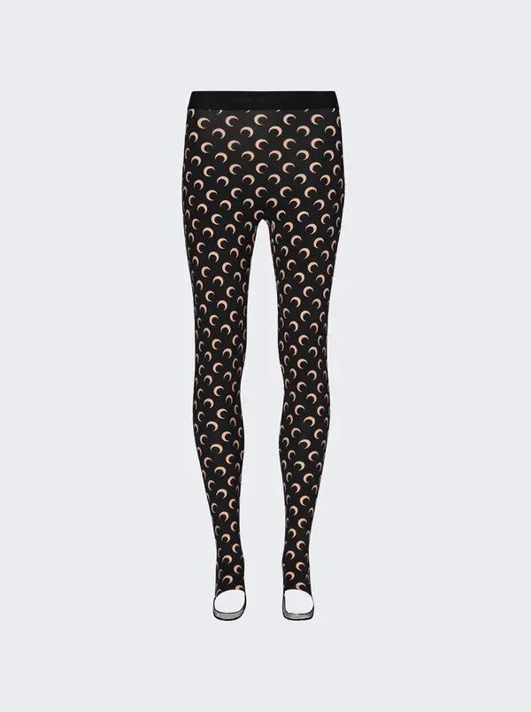 MARINE SERRE Moon Printed Jersey Leggings Inverse Tan - Black