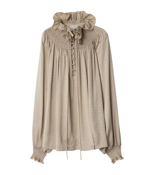 Burberry Silk Geometric Jacquard Blouse
