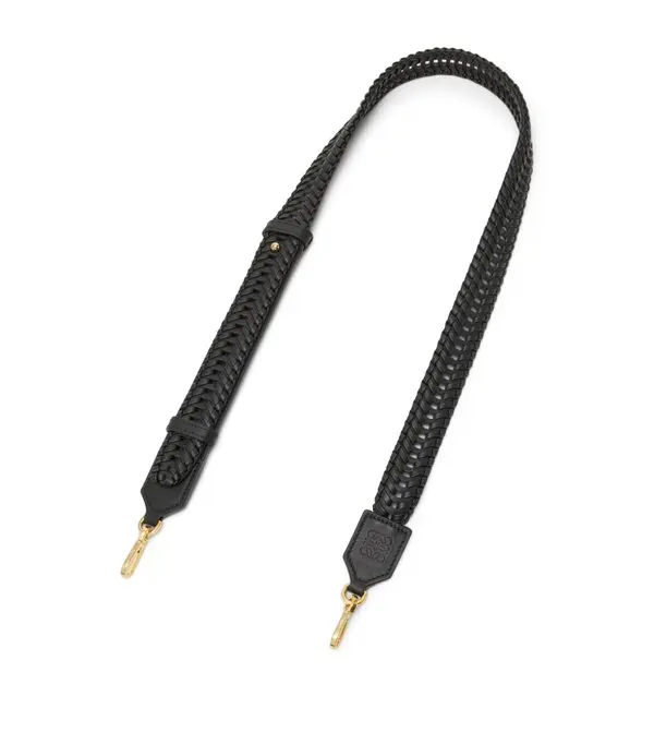 Loewe Leather Woven Bag Strap - Black