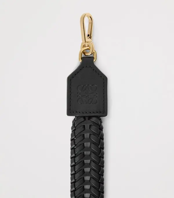Loewe Leather Woven Bag Strap - Black