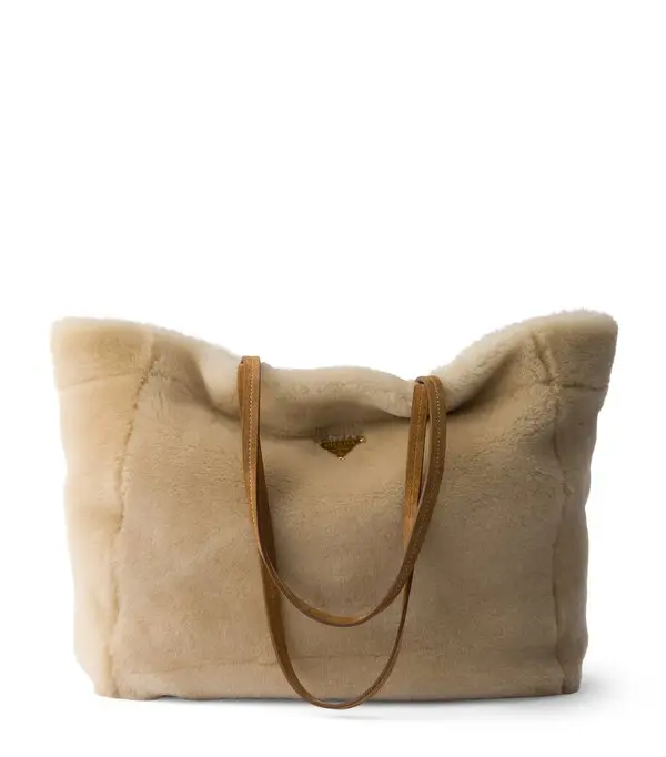 Prada Shearling Leather Tote Bag
