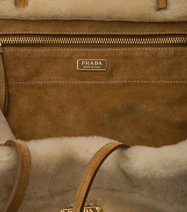 Prada Shearling Leather Tote Bag