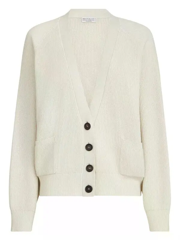 Brunello Cucinelli Ribbed Pocket Cardigan - Neutrals