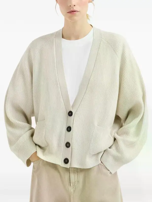 Brunello Cucinelli Ribbed Pocket Cardigan - Neutrals