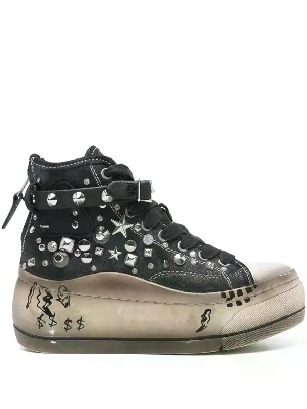 R13 Stud-embellished Flatform Sneakers - Black