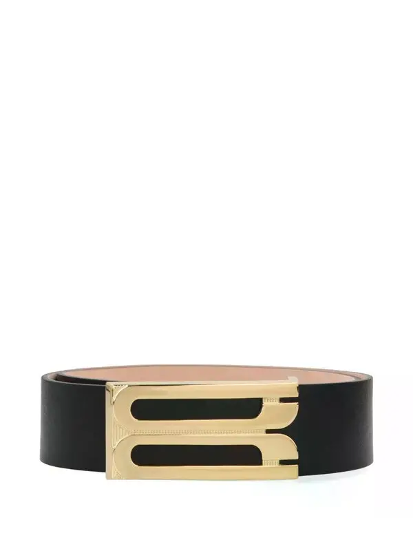Victoria Beckham Logo-buckle Leather Belt - Black