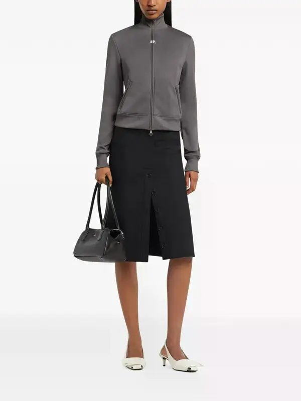 COURREGES Zip Logo Sweatshirt - Grey