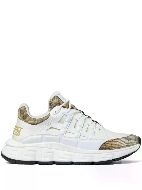 Versace Trigreca Lizard-effect Sneakers - White