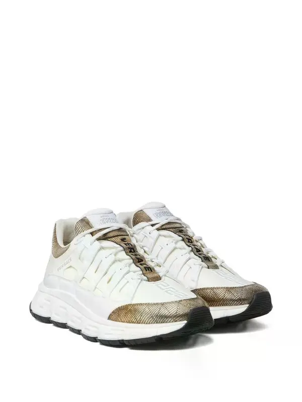 Versace Trigreca Lizard-effect Sneakers - White
