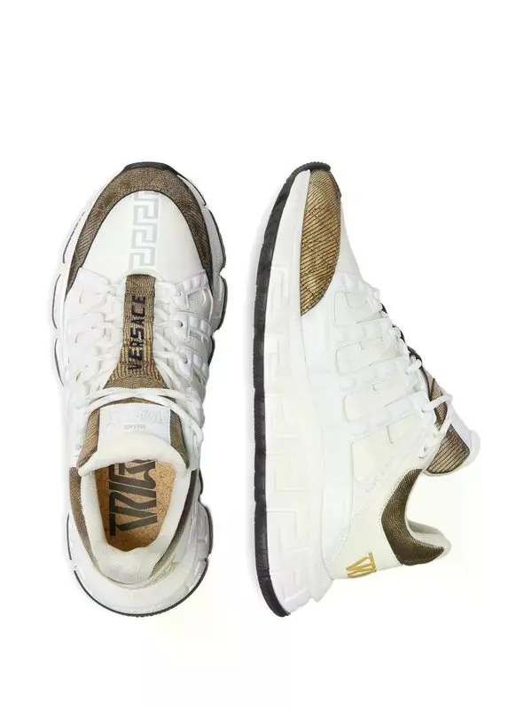Versace Trigreca Lizard-effect Sneakers - White