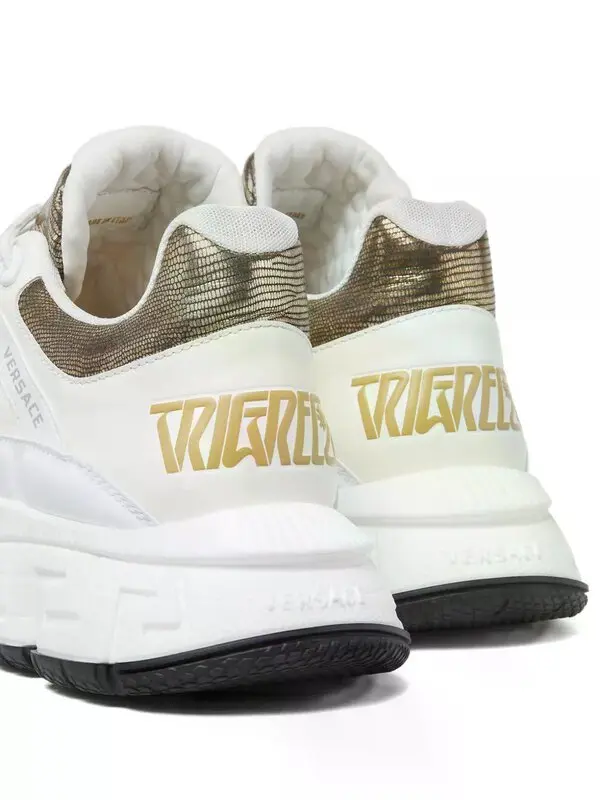 Versace Trigreca Lizard-effect Sneakers - White