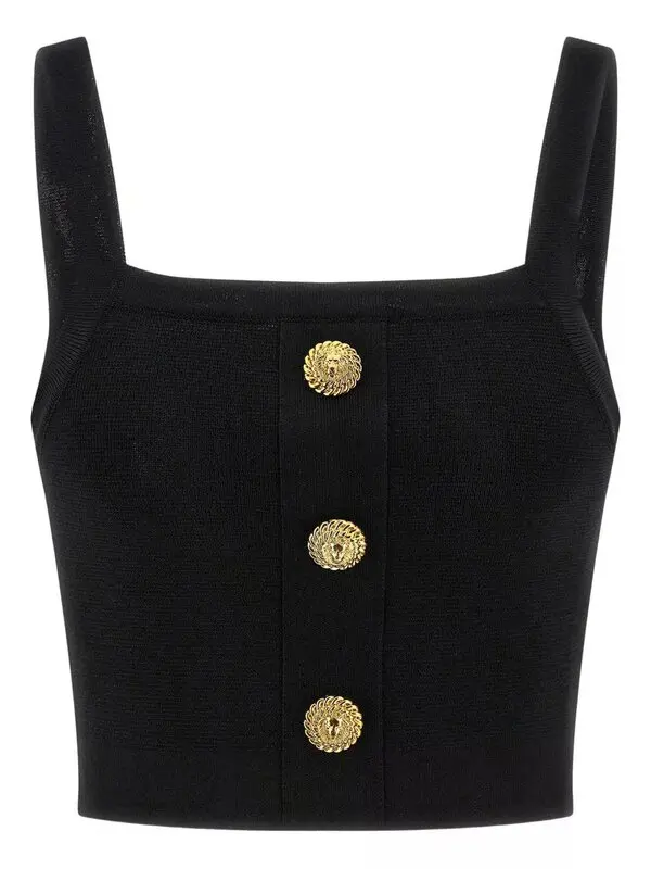 Balmain Button-detail Top - Black