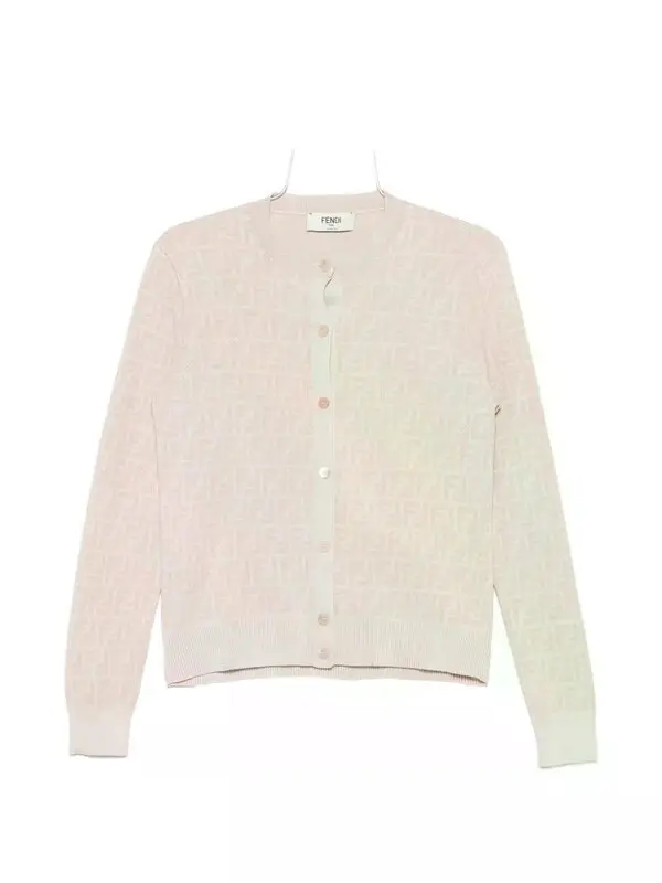 Fendi Patterned Buttoned Cardigan - Pink