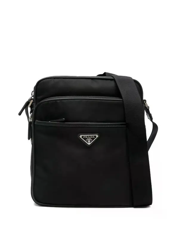 Prada Triangle-logo Messenger Bag - Black