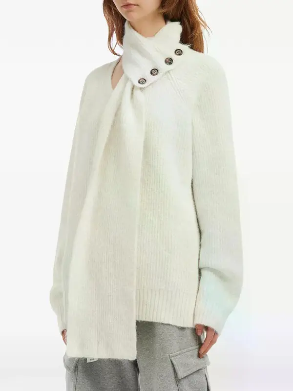 B+AB Button Roll-neck Sweater - Neutrals