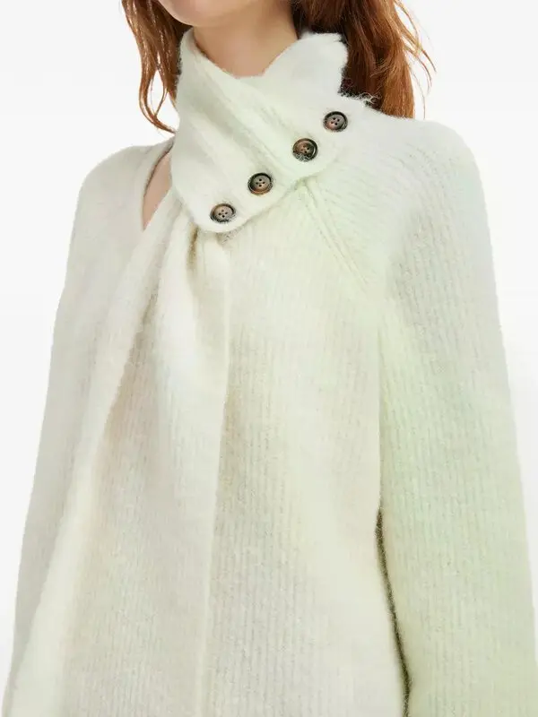 B+AB Button Roll-neck Sweater - Neutrals