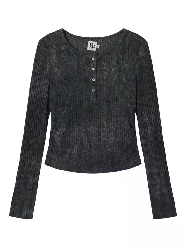 B+AB Button-down Ribbed Top