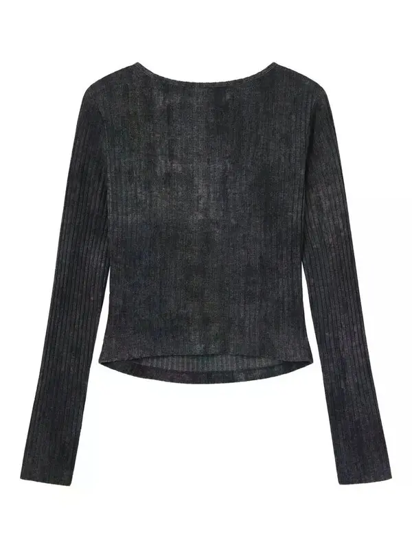 B+AB Button-down Ribbed Top