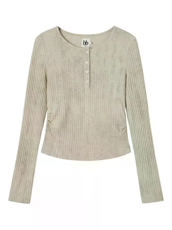 B+AB Ribbed Knit Button Top