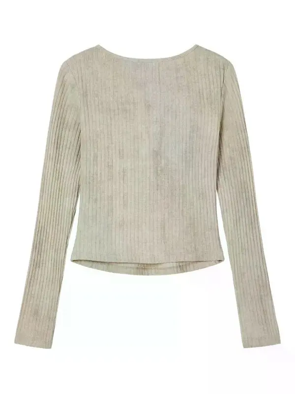 B+AB Ribbed Knit Button Top