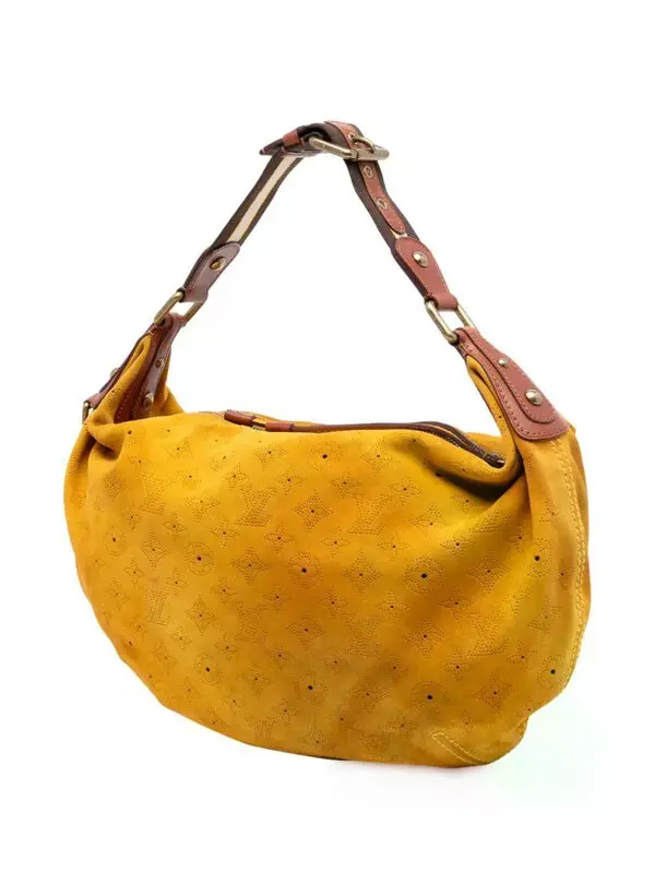 LOUIS VUITTON 2005 Monogram Suede Onatah Gm Hobo Bag - Yellow