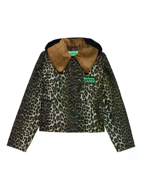Barbour Leopard-print Jacket With Corduroy Collar