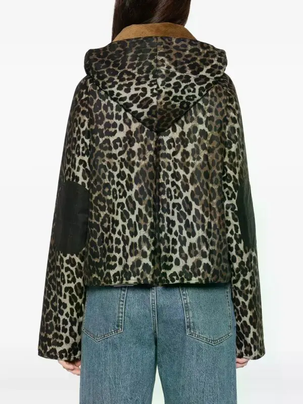 Barbour Leopard-print Jacket With Corduroy Collar