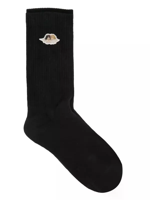 Fiorucci Angels Patch Ribbed Socks - Black