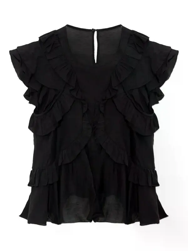 MARANT ETOILE Nalou Ruffled Top - Black
