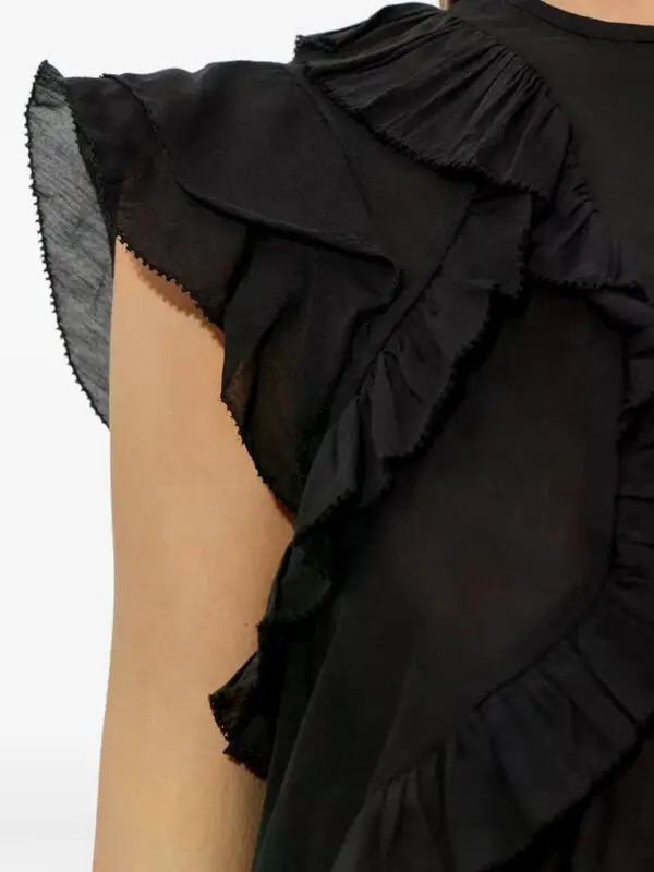 MARANT ETOILE Nalou Ruffled Top - Black