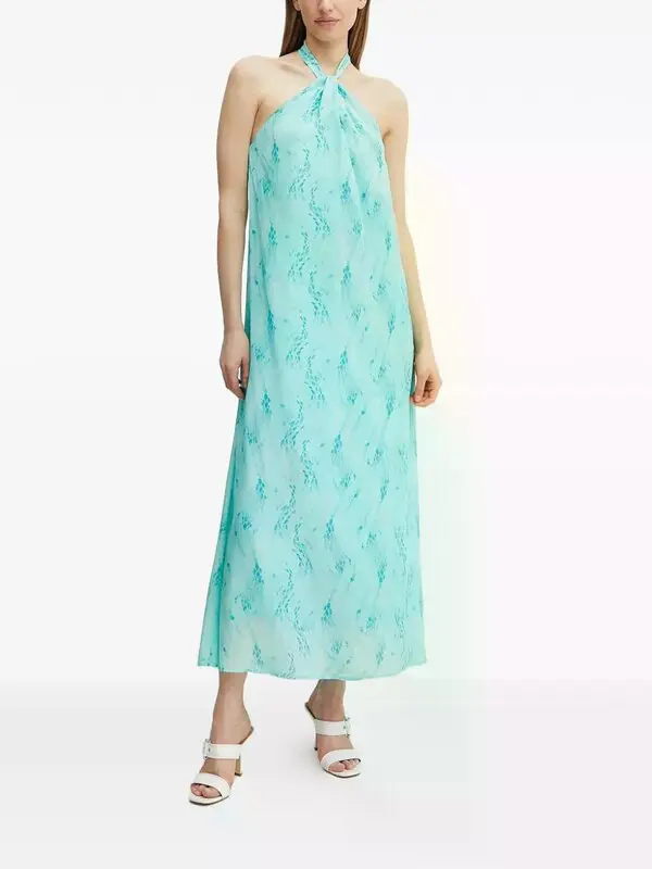 FRACOMINA Halterneck Tie Dress - Blue