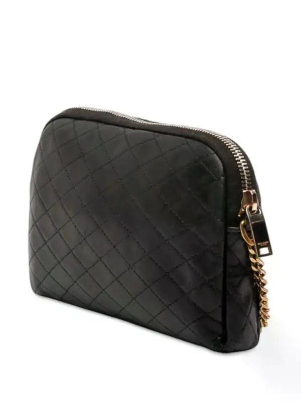 Saint Laurent Mini Quilted Lambskin Gaby Zippered Pouch - Black